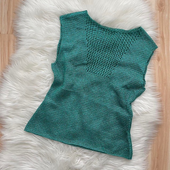 Tops | Metallic Aqua Tank Top | Poshmark